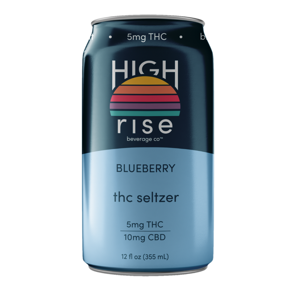 Blueberry 5mg THC Seltzer - 12oz, 4-Pack | High Rise Beverage – High ...